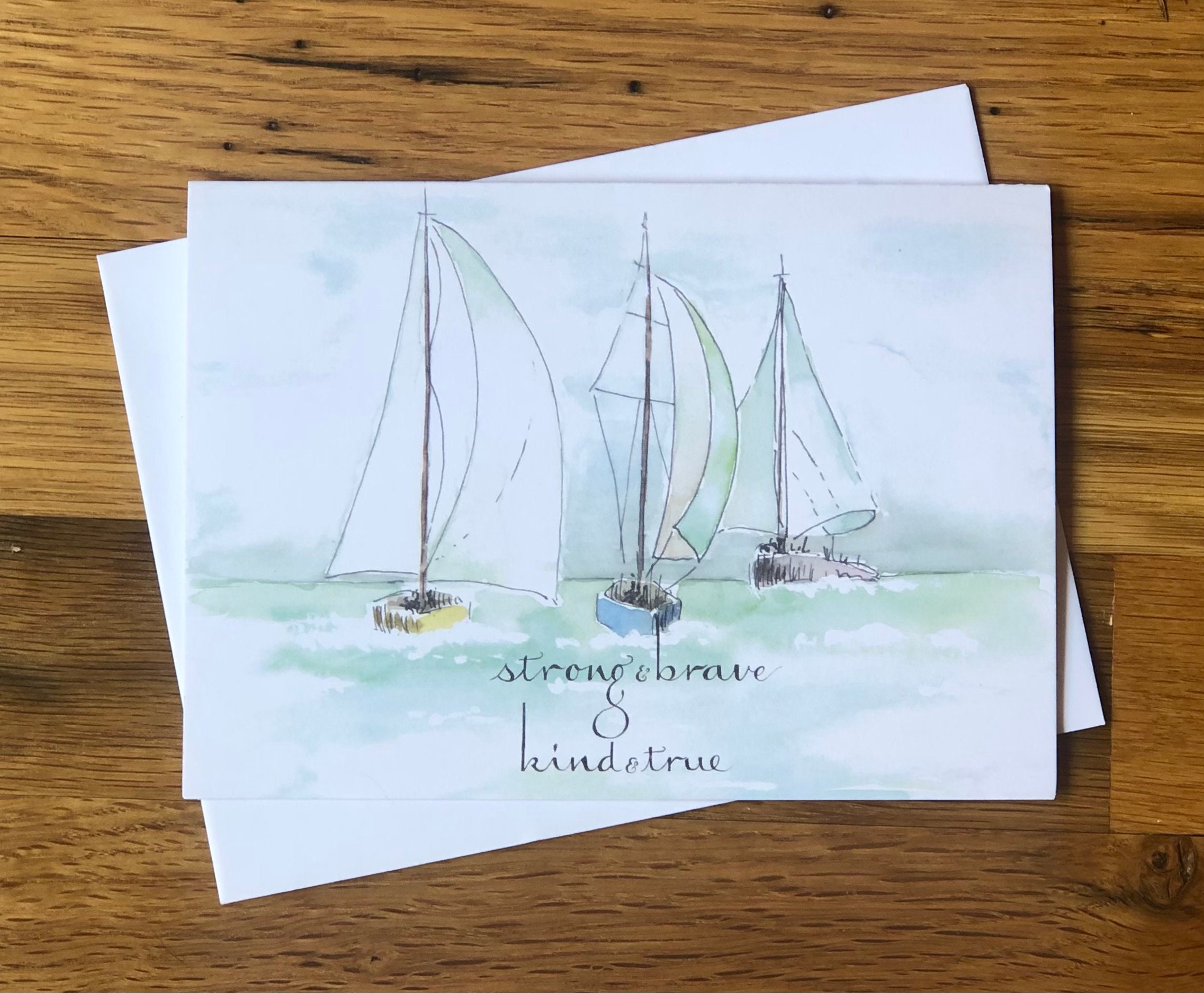 Nautical Greeting Card Watercolor Greeting Card 5x7 Blank | Etsy