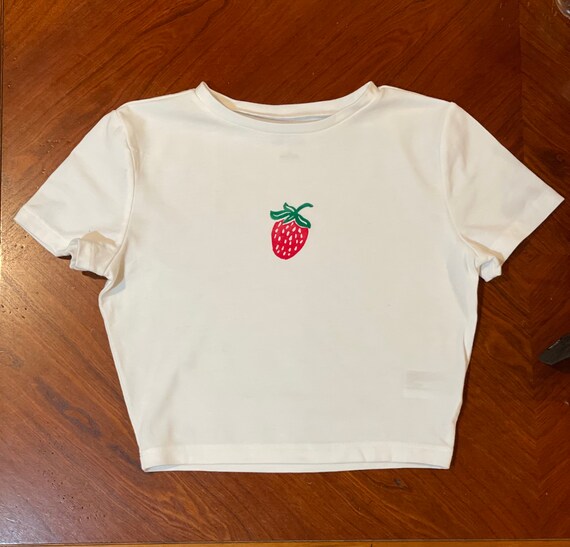 Strawberry Crop Top Block Printed Hand Printed Summer Top - Etsy