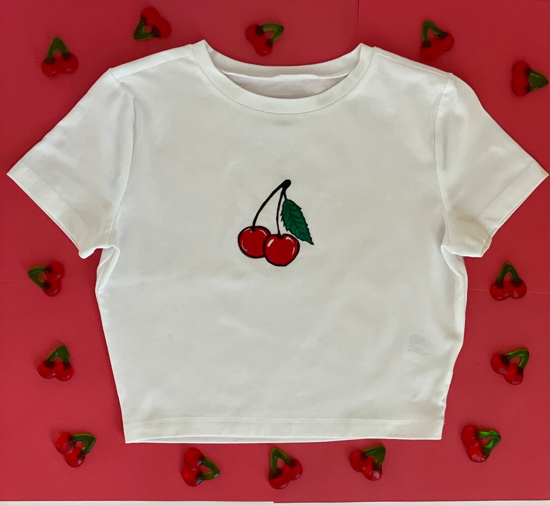 Cherry Crop Top Block Printed Top Crop Top Cute Crop Top - Etsy