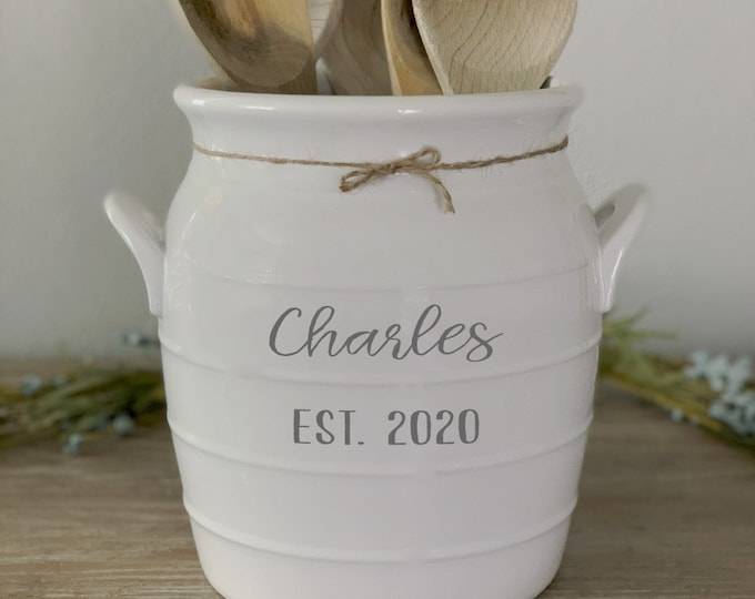 Personalized 8.5" Utensil Holder Crock - Etsy