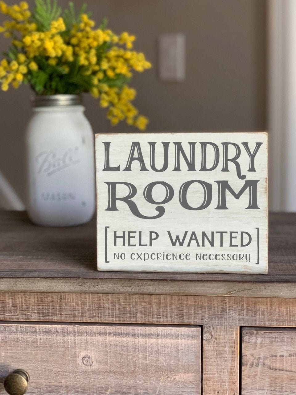 Home Décor Ornaments Laundry Room Help Wanted Wood Block Sign Home ...