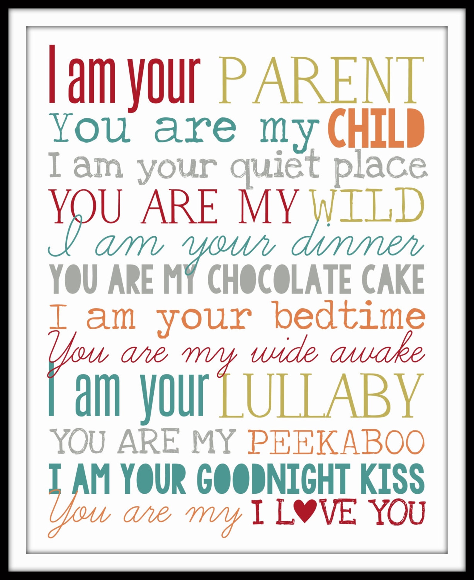 I Am Your PARENT You Are My CHILD Print Custom Colors Boy | Etsy