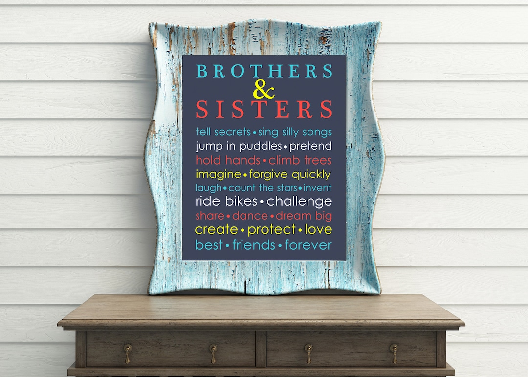 SIBLING Print Brother and Sister Custom Print Twin Art Nursery Art ...