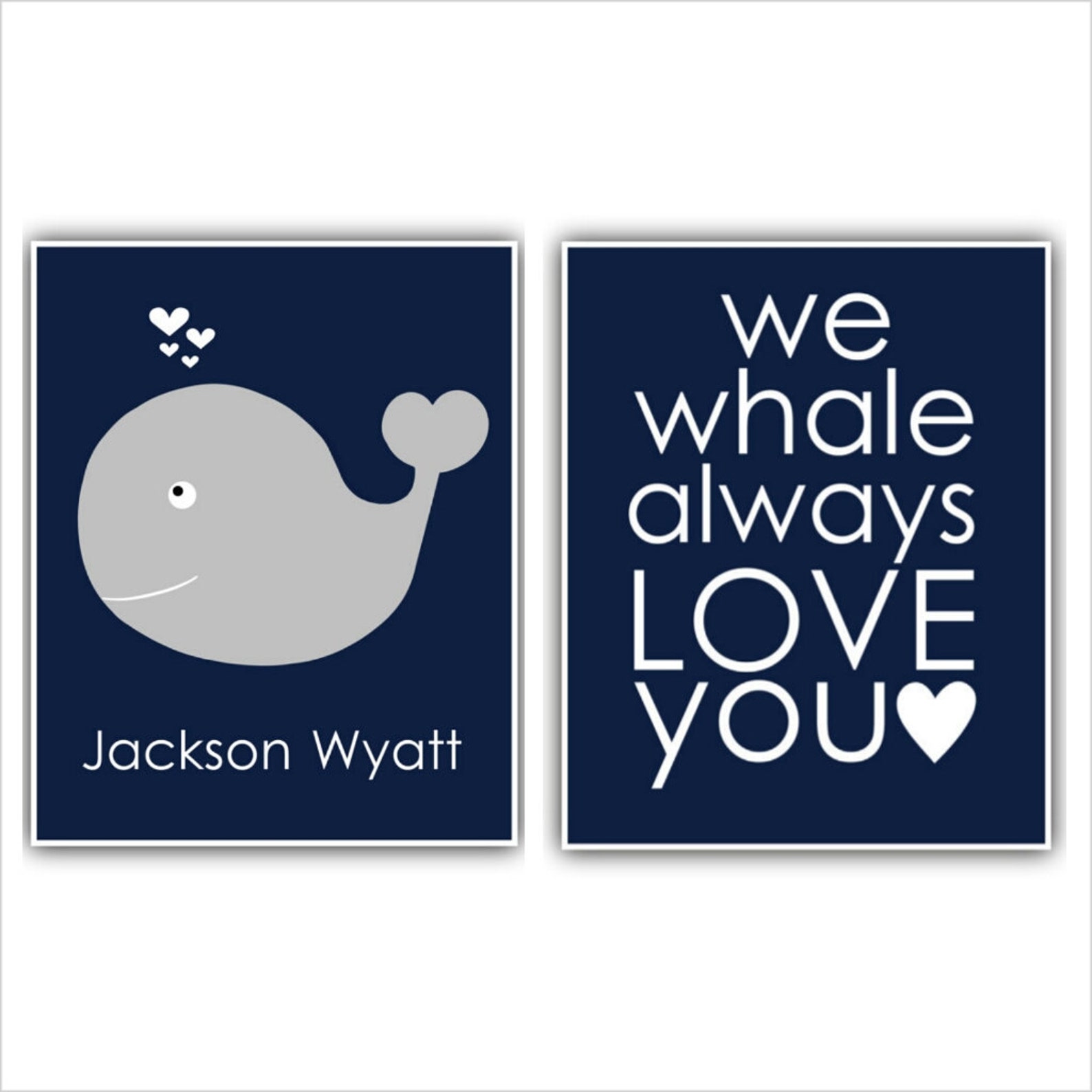 WE WHALE Always Love You Nautical Whale Personalized Print SET Boy ...