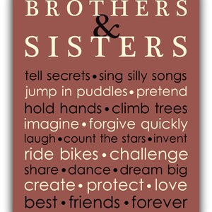 SIBLING Print Brother and Sister Custom Print Twin Art Nursery Art ...