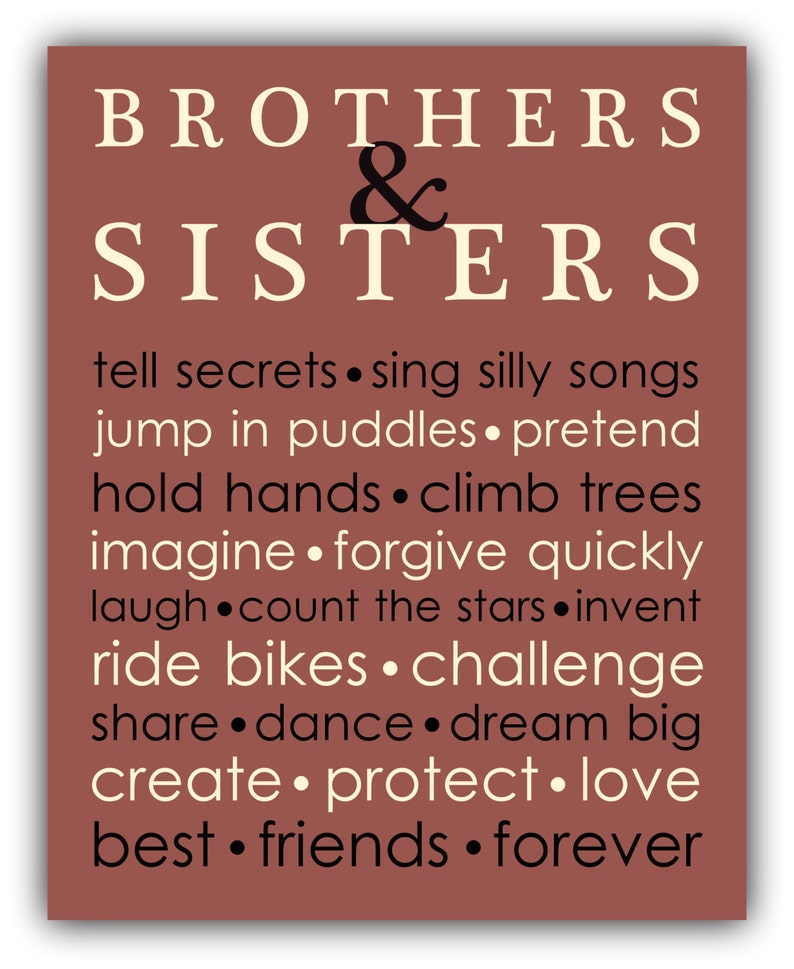 SIBLING Print Brother and Sister Custom Print Twin Art Nursery - Etsy
