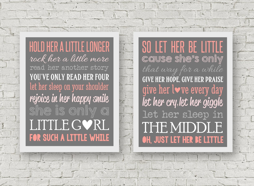 HOLD HER a Little Longer Print Set - Personalized Colors - Girl Wall ...