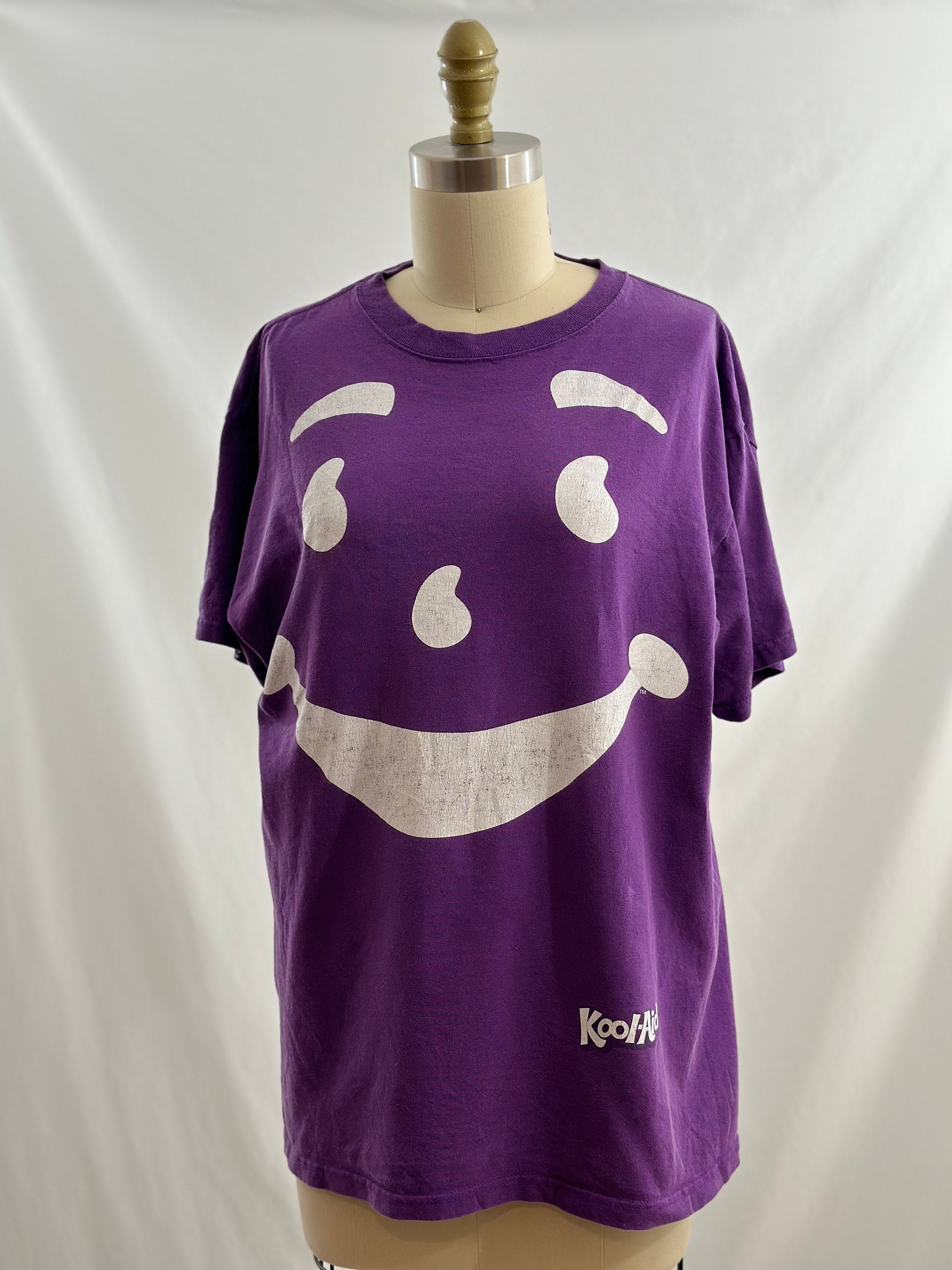 Vintage 90s Distressed Delta KOOL-AID Purple Casual Big Face Vintage 90s Distressed Delta KOOL-AID Purple Casual Big Face