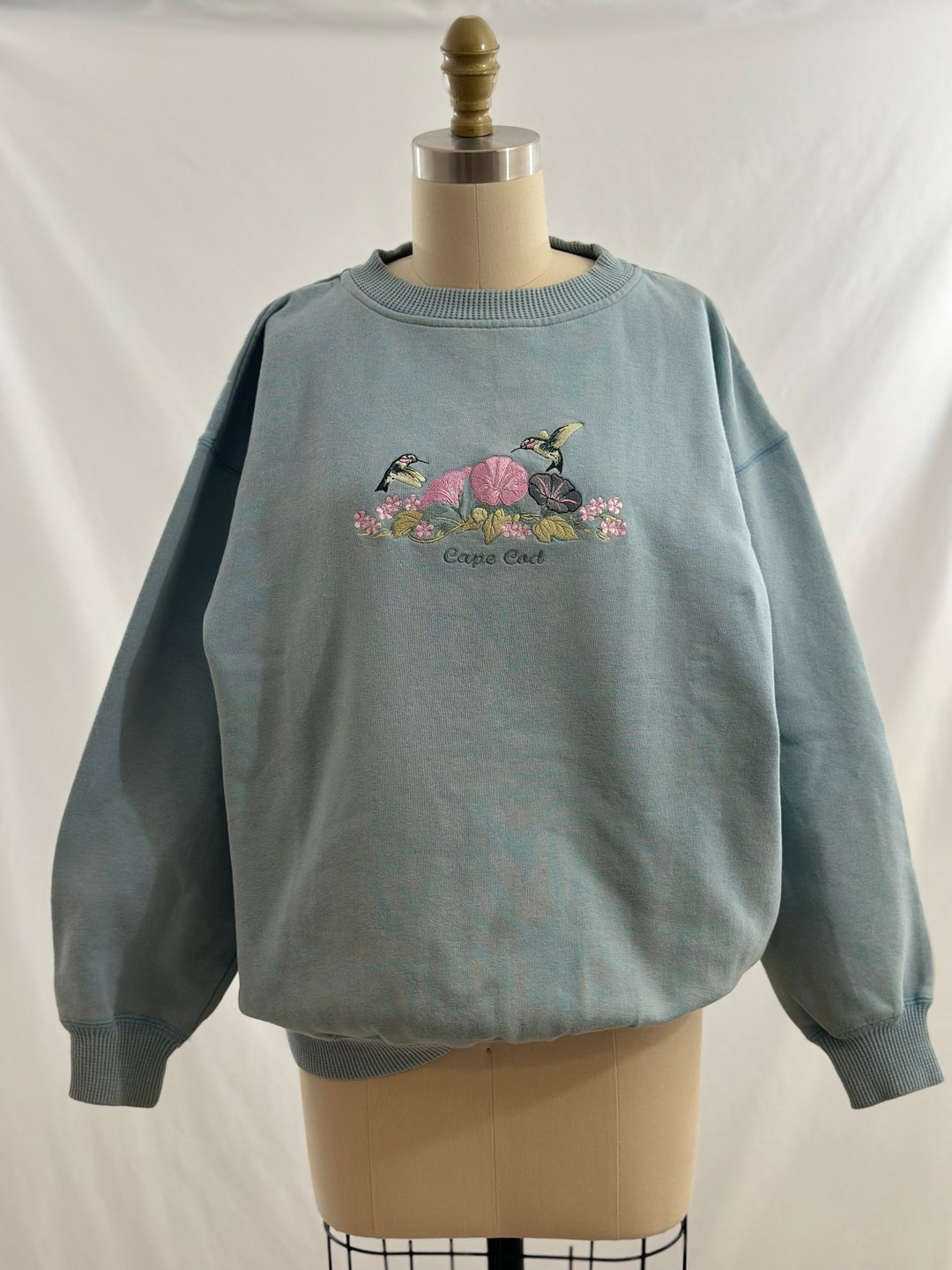 Vintage 90s Hummingbird Floral Graphic Grandma Sweater Crewneck ...