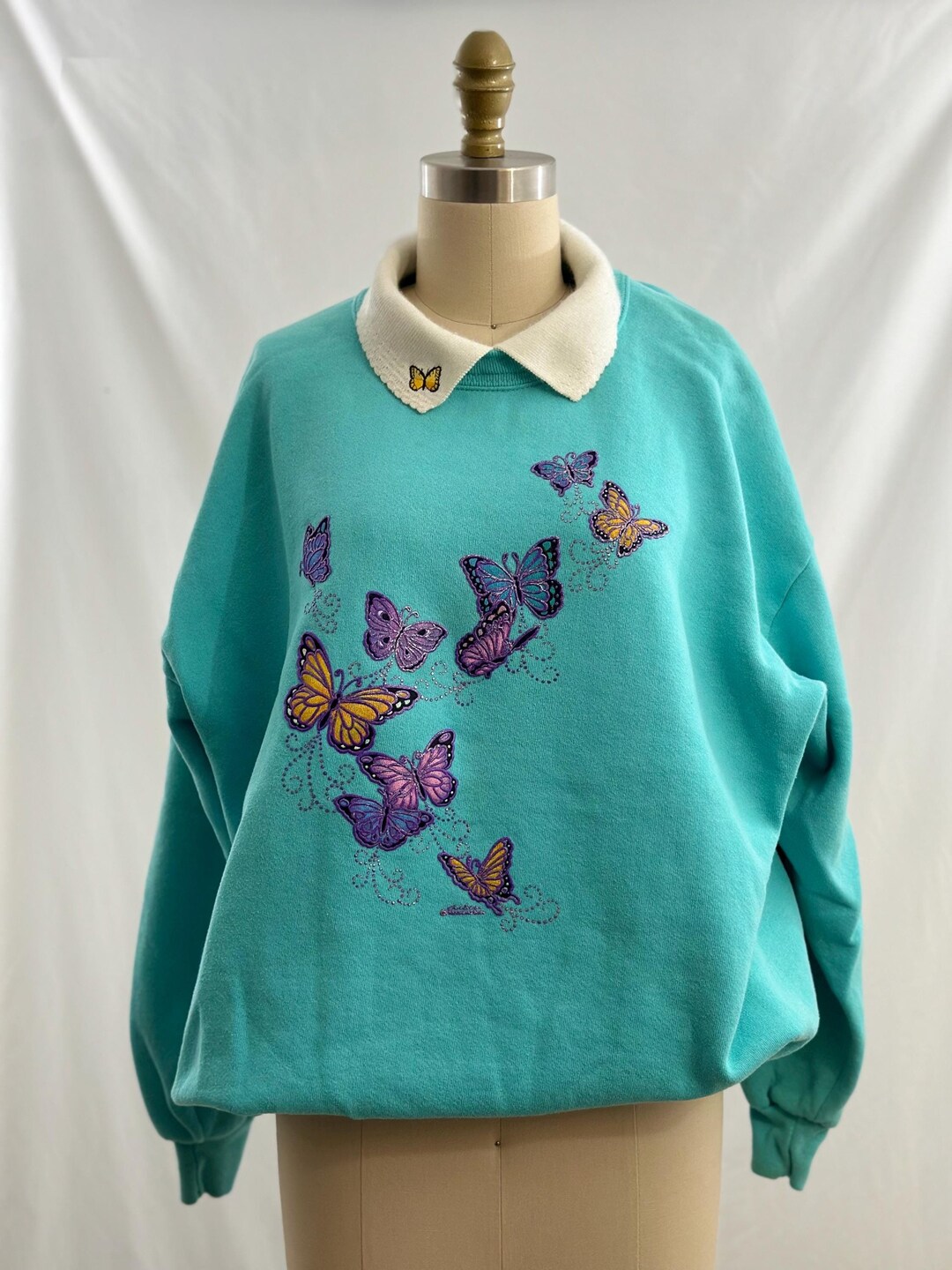 Vintage 90s Morning Sun Butterfly Themed Graphic Grandma Sweater ...
