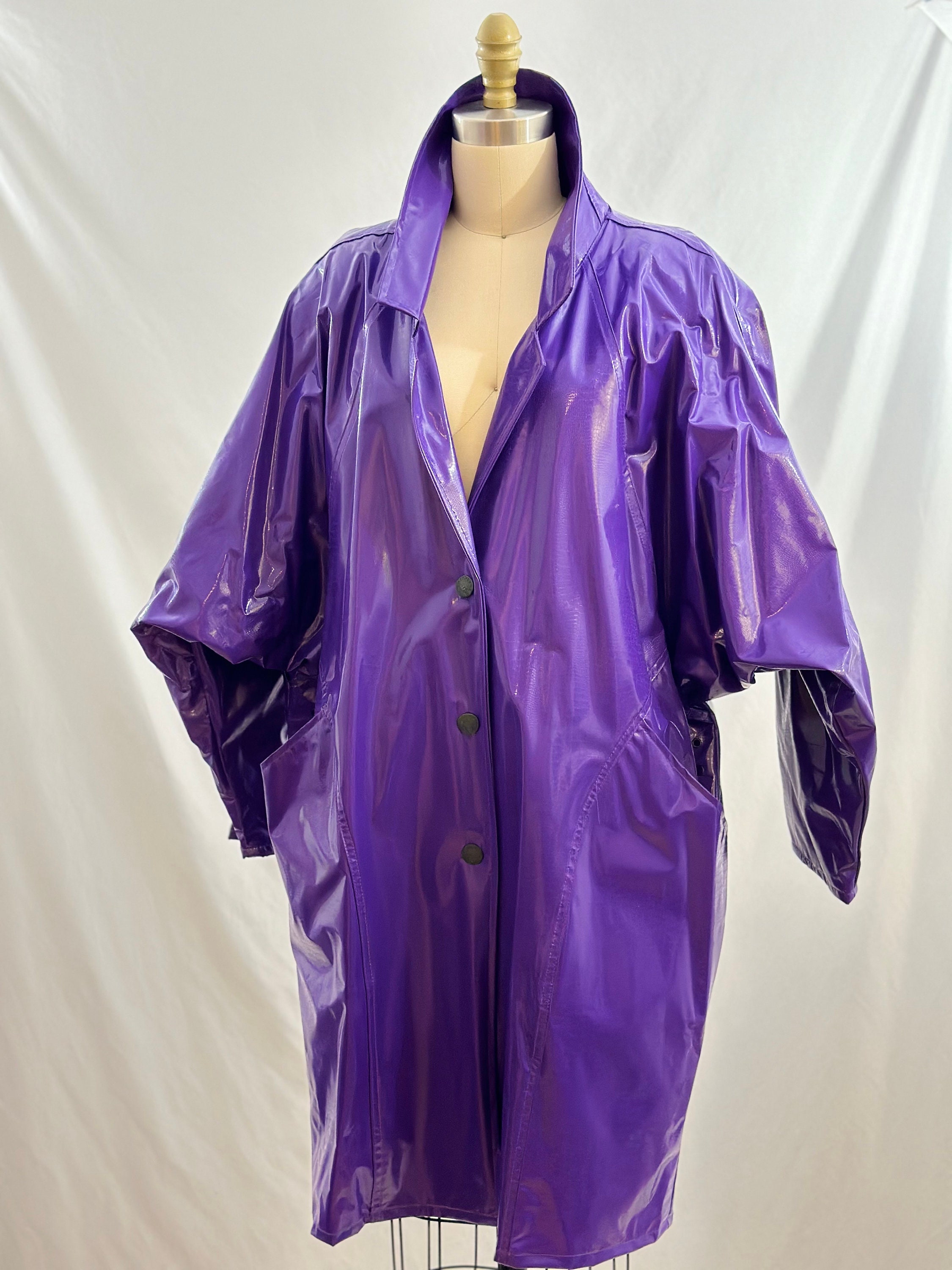Vintage 80s Wippette Kenn Sporn Medium Purple Croc Embossed Long Trench Rain Jacket Vinyl M - Etsy