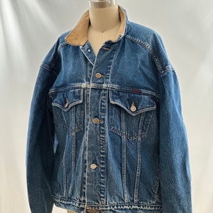 Vintage 90s Perry Ellis America Distressed Denim Jacket Oversized ...