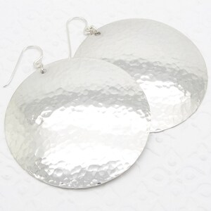 Extra Large Disc Earrings in Hammered Sterling Silver in 2 Inch ...