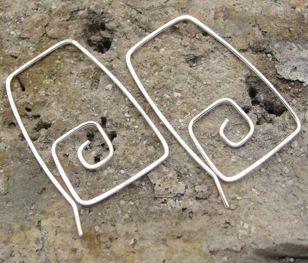 Sterling Silver Square Spiral Threader Earrings ~ Work-hardened Wire ...