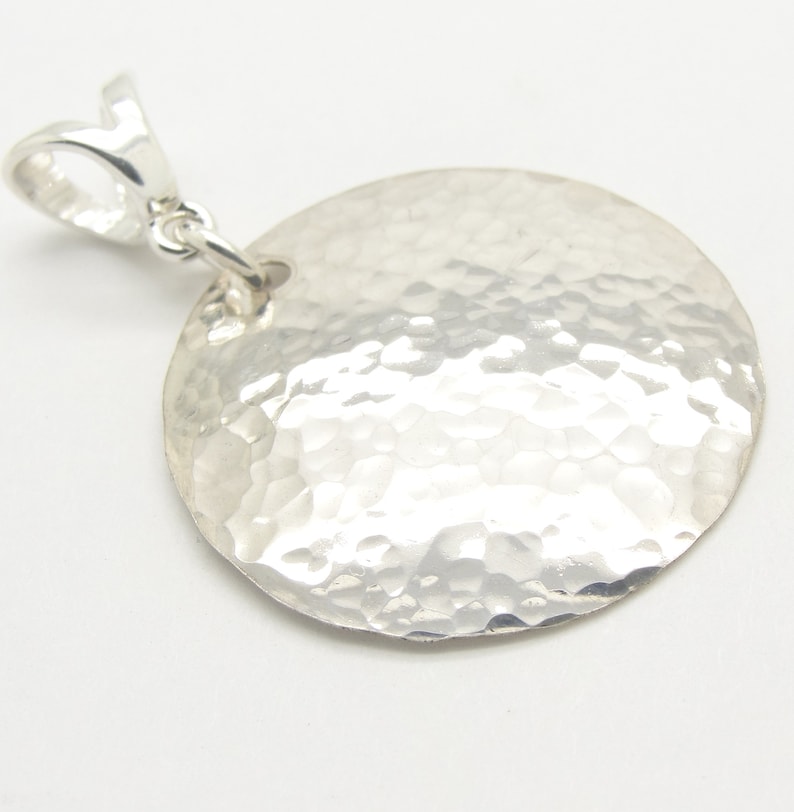 Medium Hammered Sterling Silver Disc Pendant in 1 Inch - Etsy