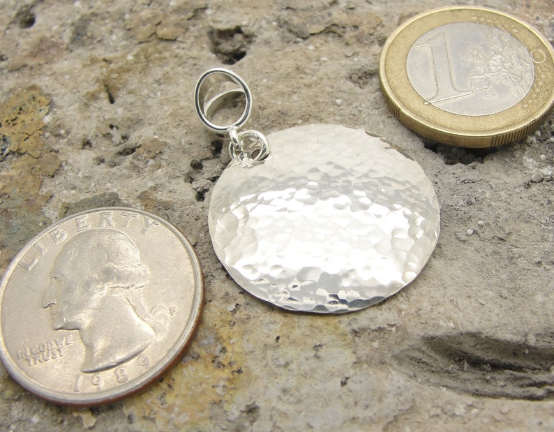 Medium Hammered Sterling Silver Disc Pendant in 1 Inch - Etsy