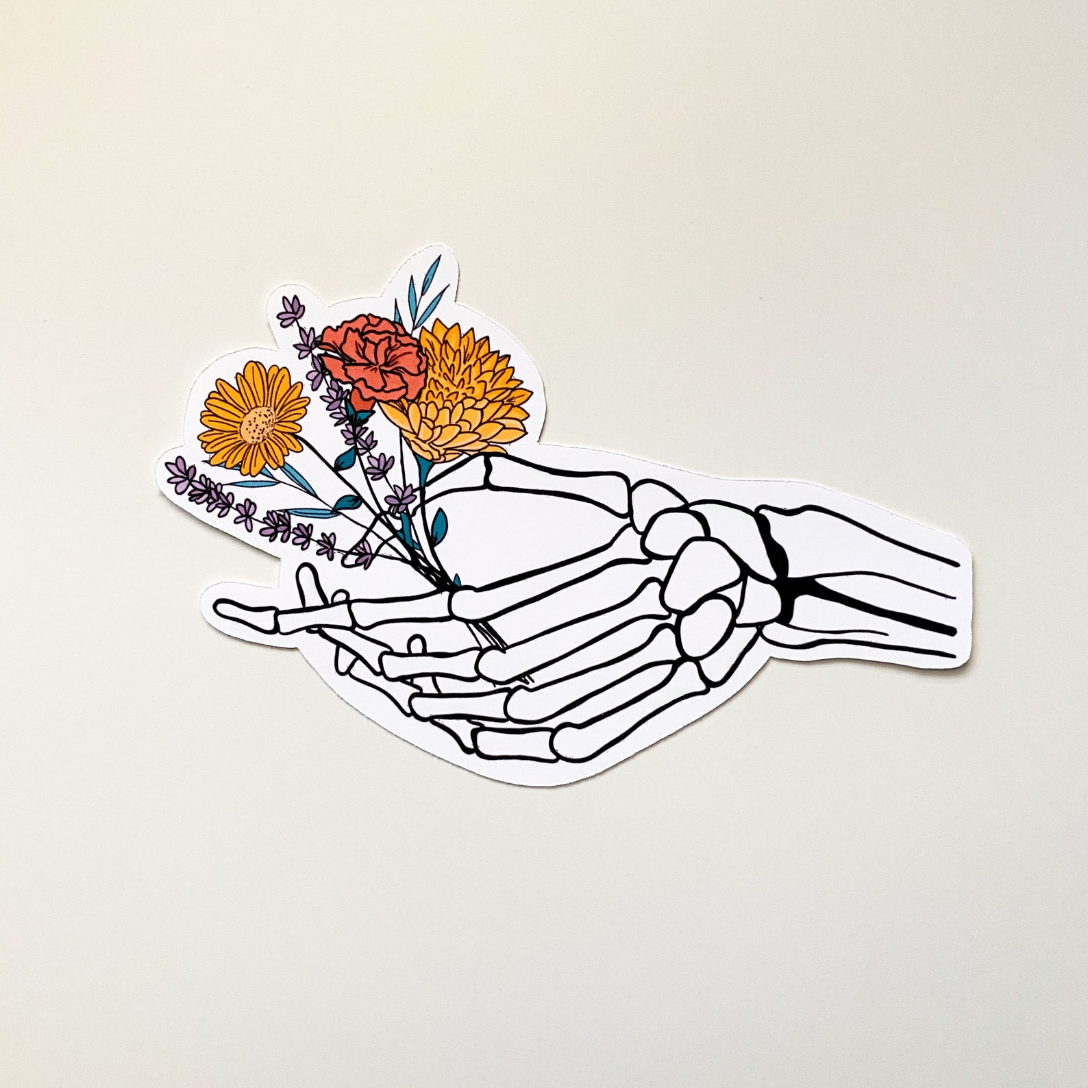 Skeleton Flower Hand Skeleton Hand Holding Wild Flowers | Etsy