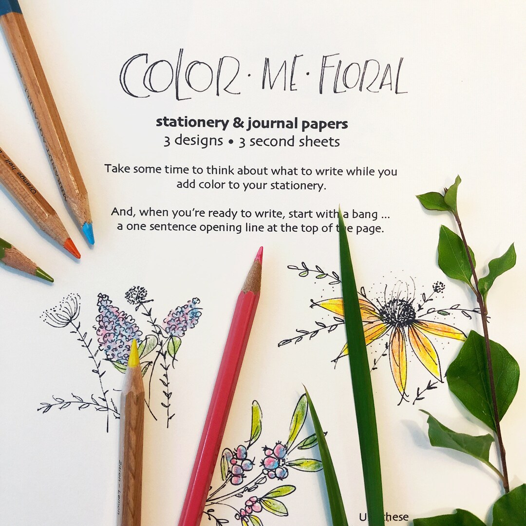 Color Me Floral Printable Stationery - Etsy