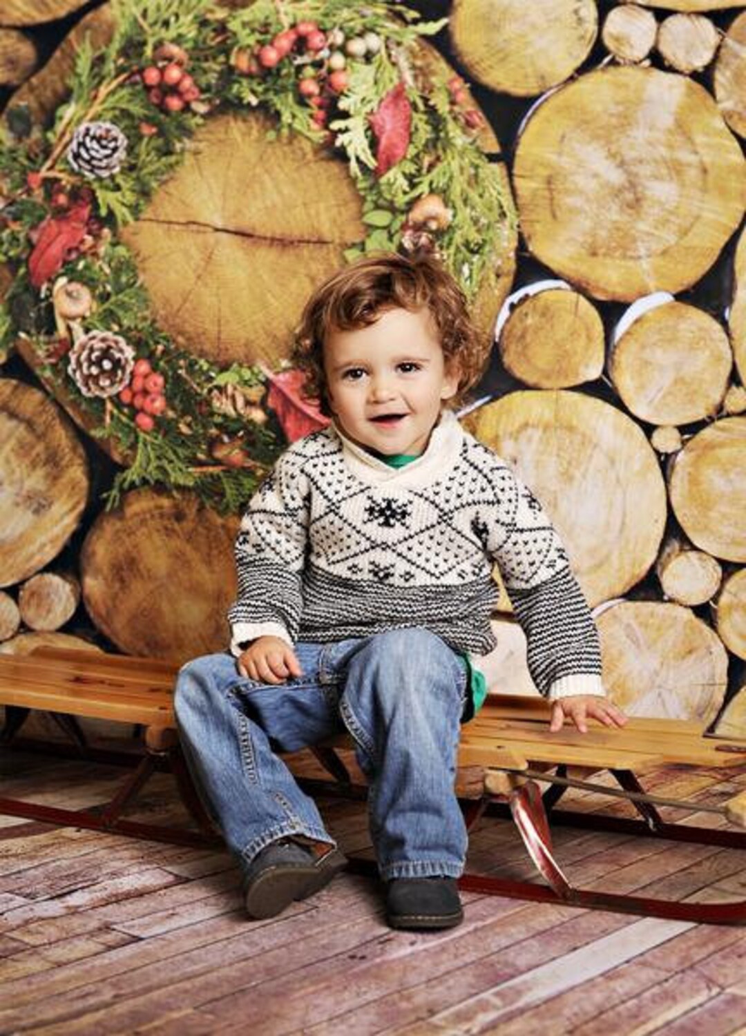 Yule Logs With Banner Photo Backdrop // Polypaper Photography Backdrop ...