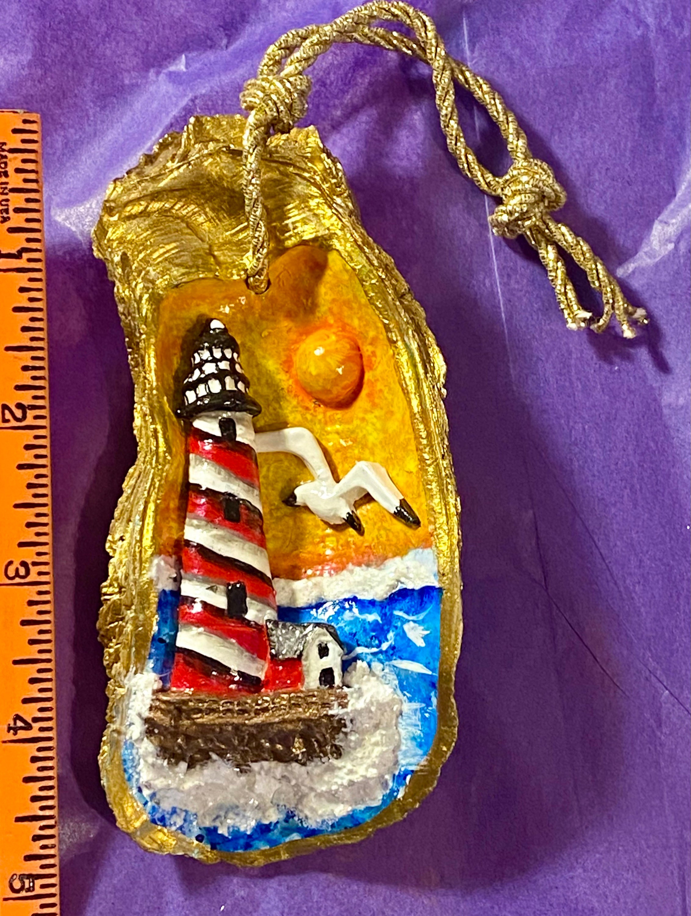 Lighthouse Oyster Shell Ornament or Magnet. - Etsy