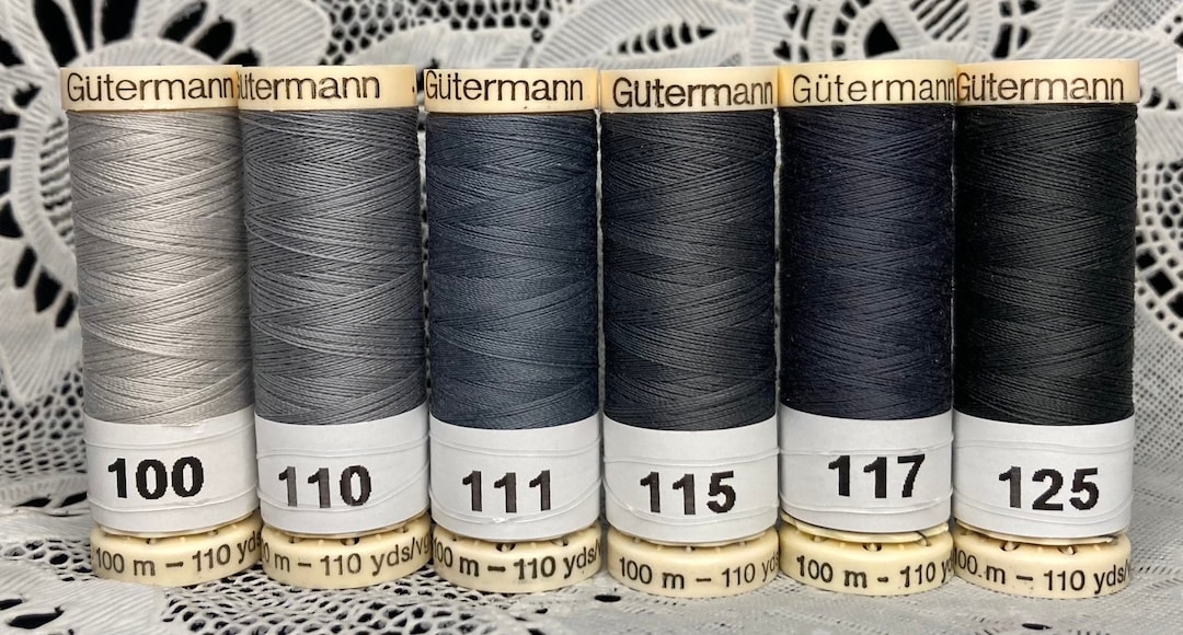 6 NEW Different Gray Colors GUTERMANN 100% Polyester Sew-all Thread 110 ...