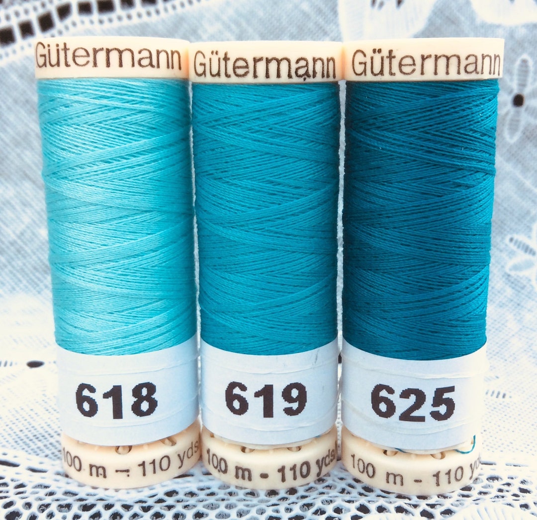 3 NEW Different Aqua Blue Colors GUTERMANN 100% Polyester Sewing Thread ...