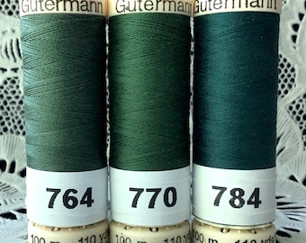 3 NEW Different Green Colors GUTERMANN 100% Polyester Sewing | Etsy