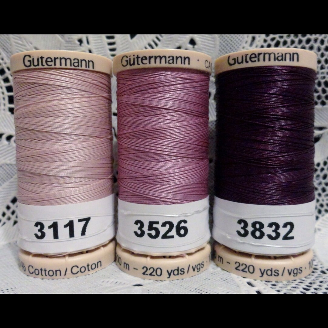 3 NEW Purple GUTERMANN 100% Cotton Hand Thread for Quilting 220 Yard ...