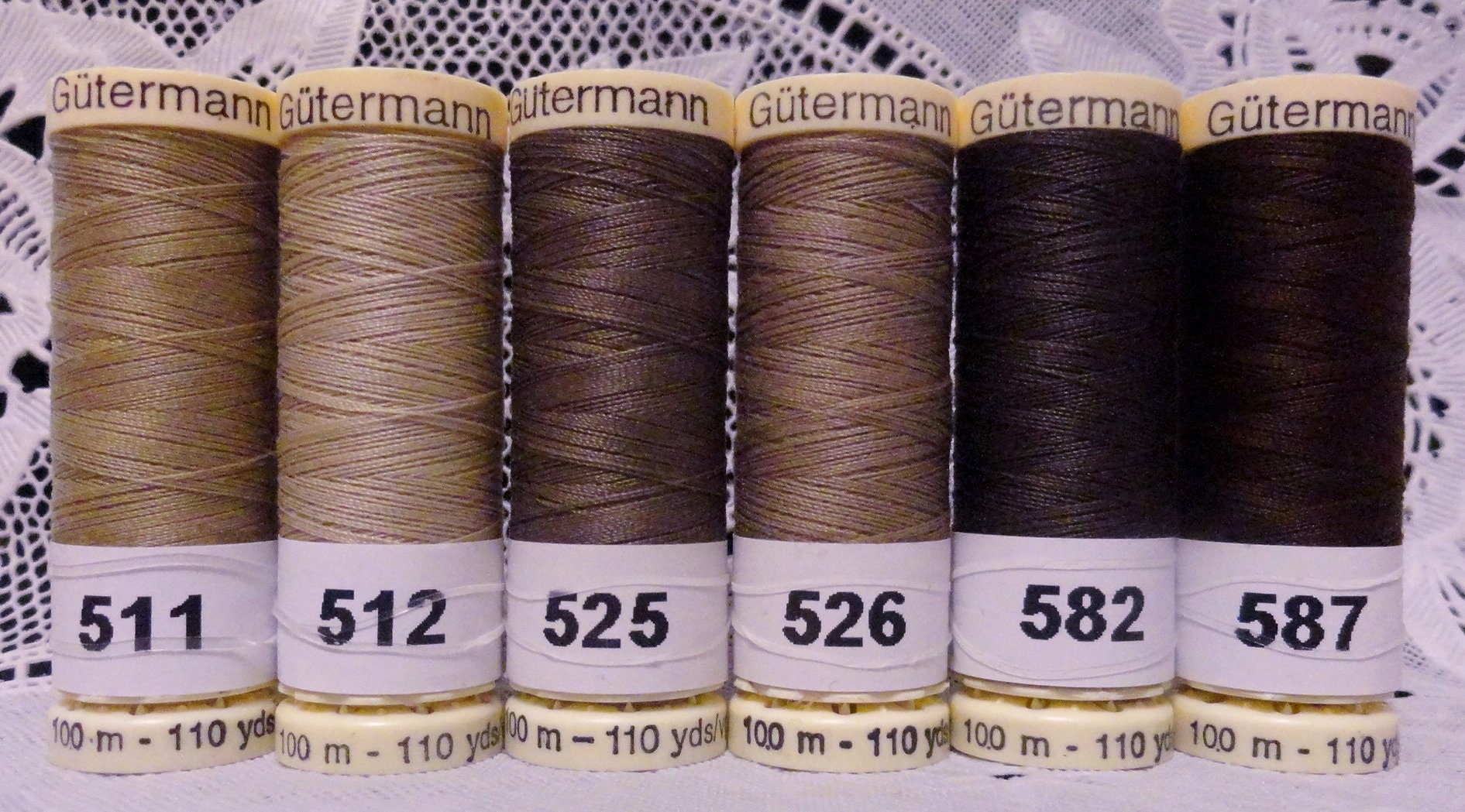 6 Different Tan Brown Colors GUTERMANN 100% Polyester Thread 110 Yard ...