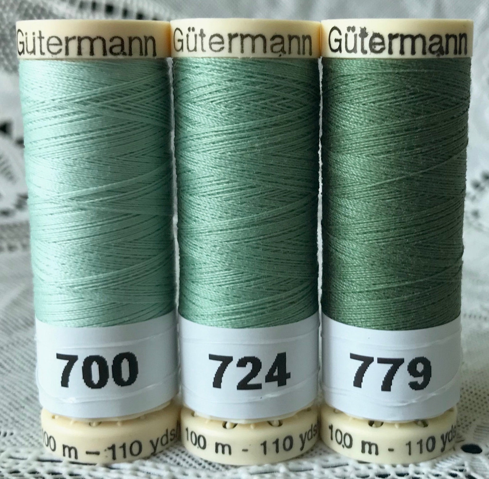 3 NEW Different Green Colors GUTERMANN 100% Polyester Sewing Thread 110 ...
