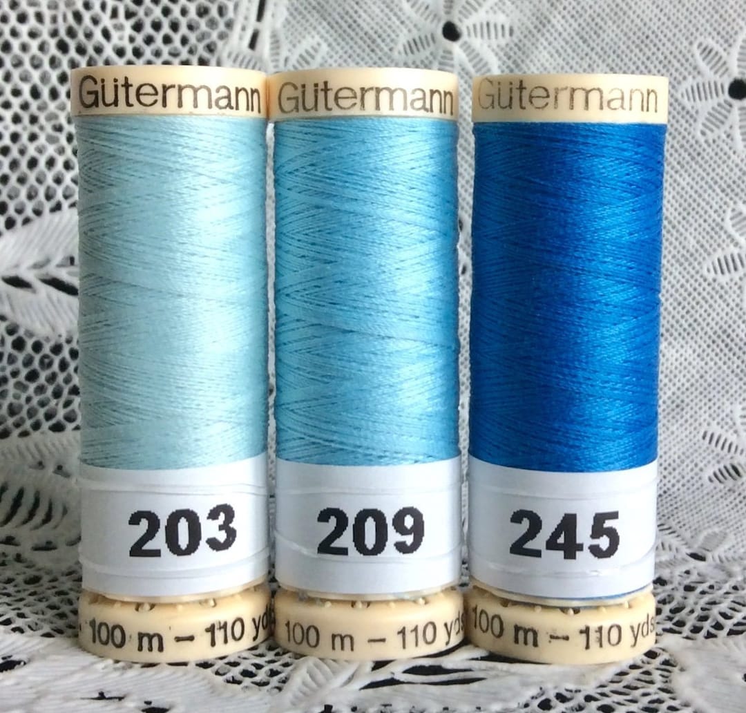 3 NEW Different Blue Colors GUTERMANN 100% Polyester Sewing Thread 110 ...