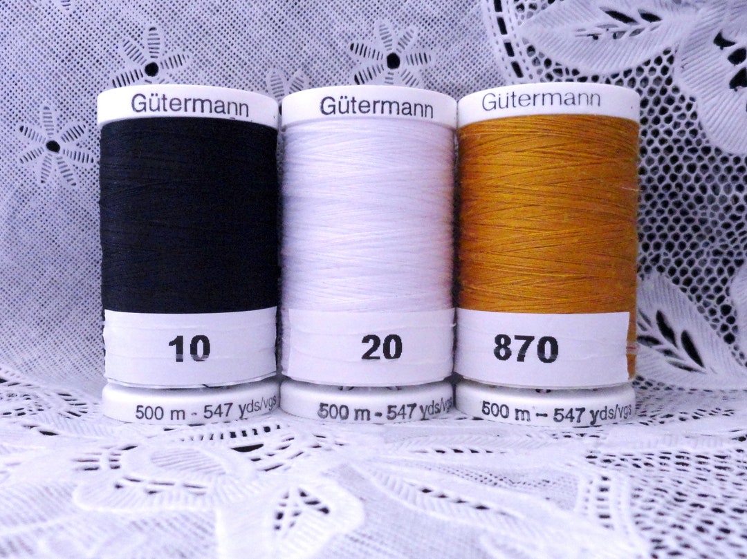 3 NEW Black White Gold Colors GUTERMANN 100% Polyester Sew-all Thread ...