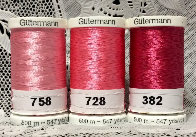 3 NEW Different Pink GUTERMANN 100% Polyester Embroidery Thread 547 ...