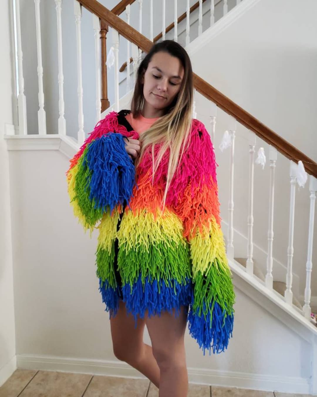 Customizable- Shag Psychadelic Jacket - Etsy