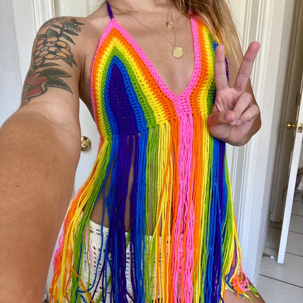 Rainbow Fringe Jacket - Etsy