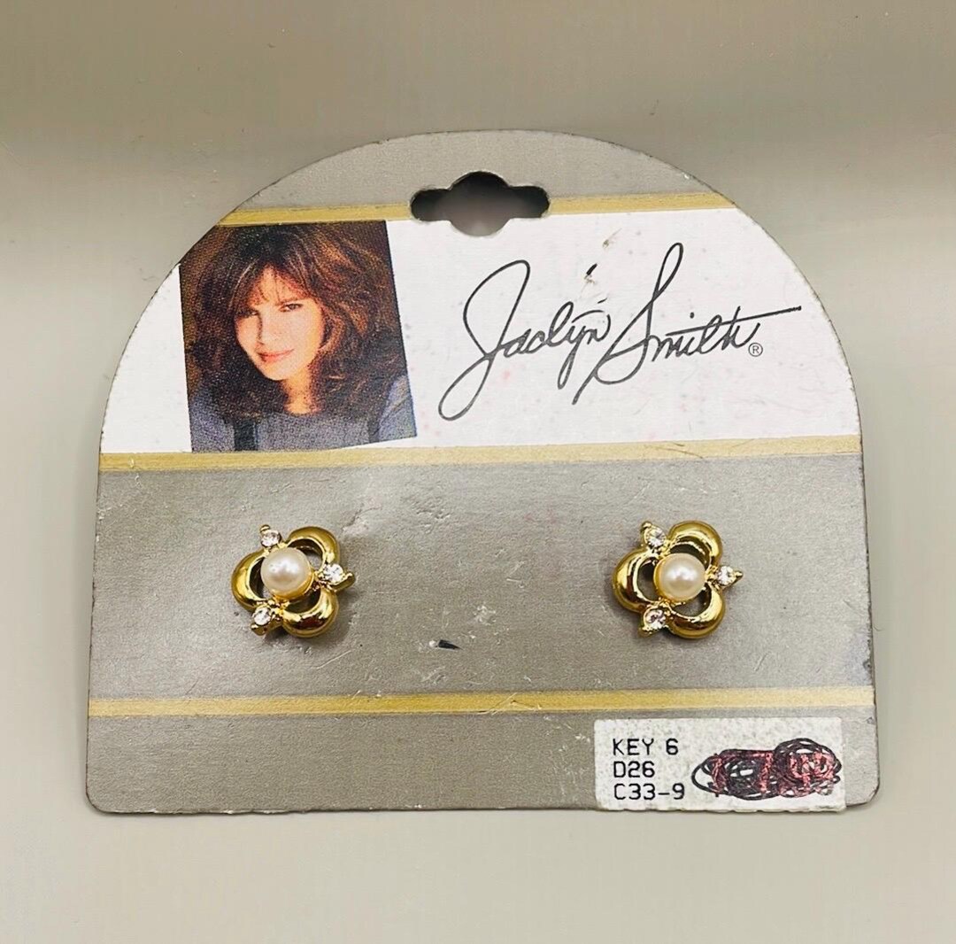 Vintage Jaclyn Smith Gold Tone Faux Pearl Stud Statement Earrings - Etsy