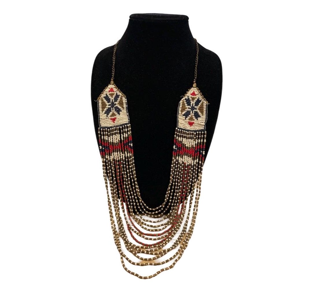 Vintage Native American Navajo Tribal Beaded Waterfall Statement ...