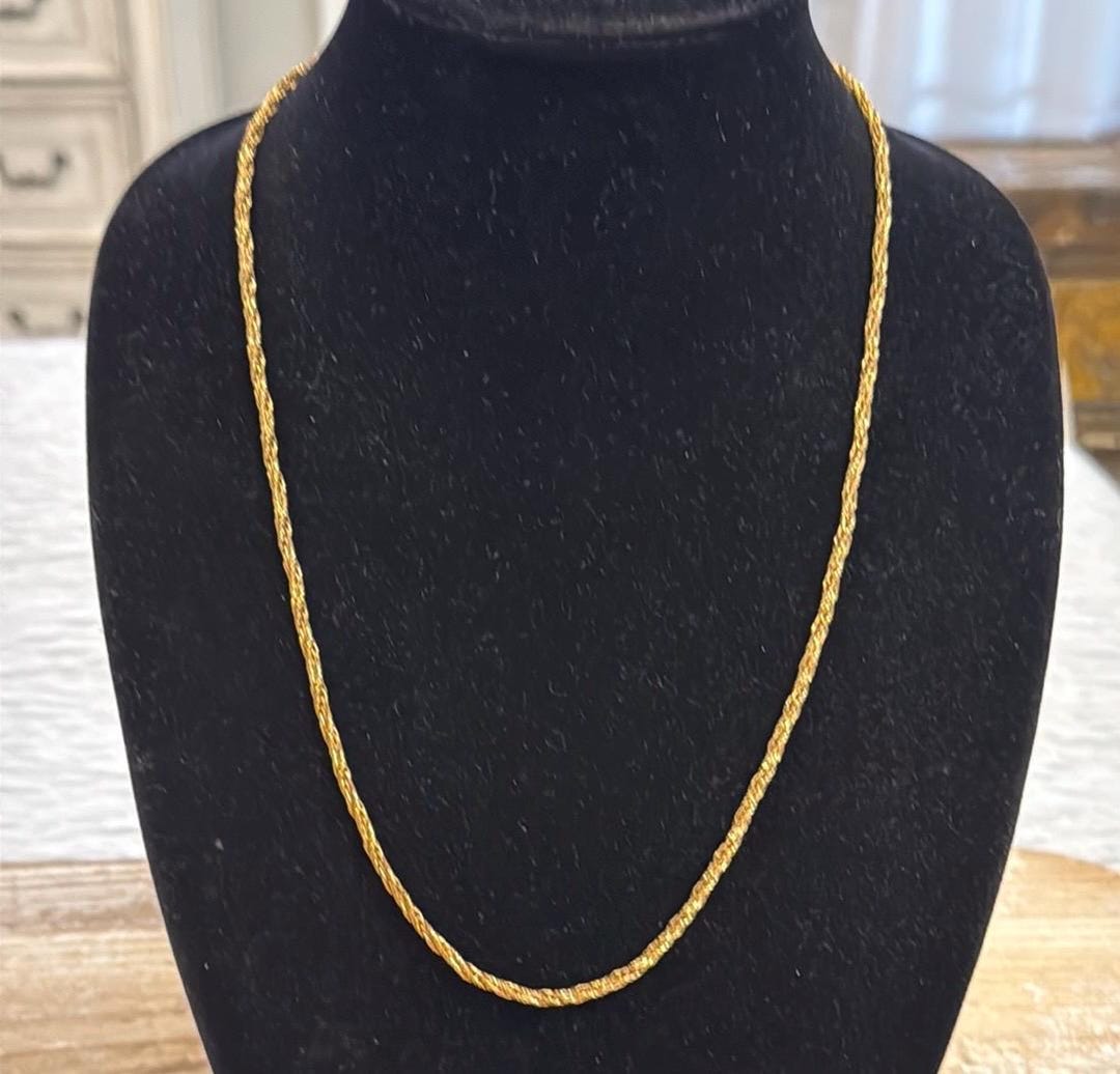 Vintage 14K GS Gold Stamped Twisted Rope Chain Long Statement Necklace ...