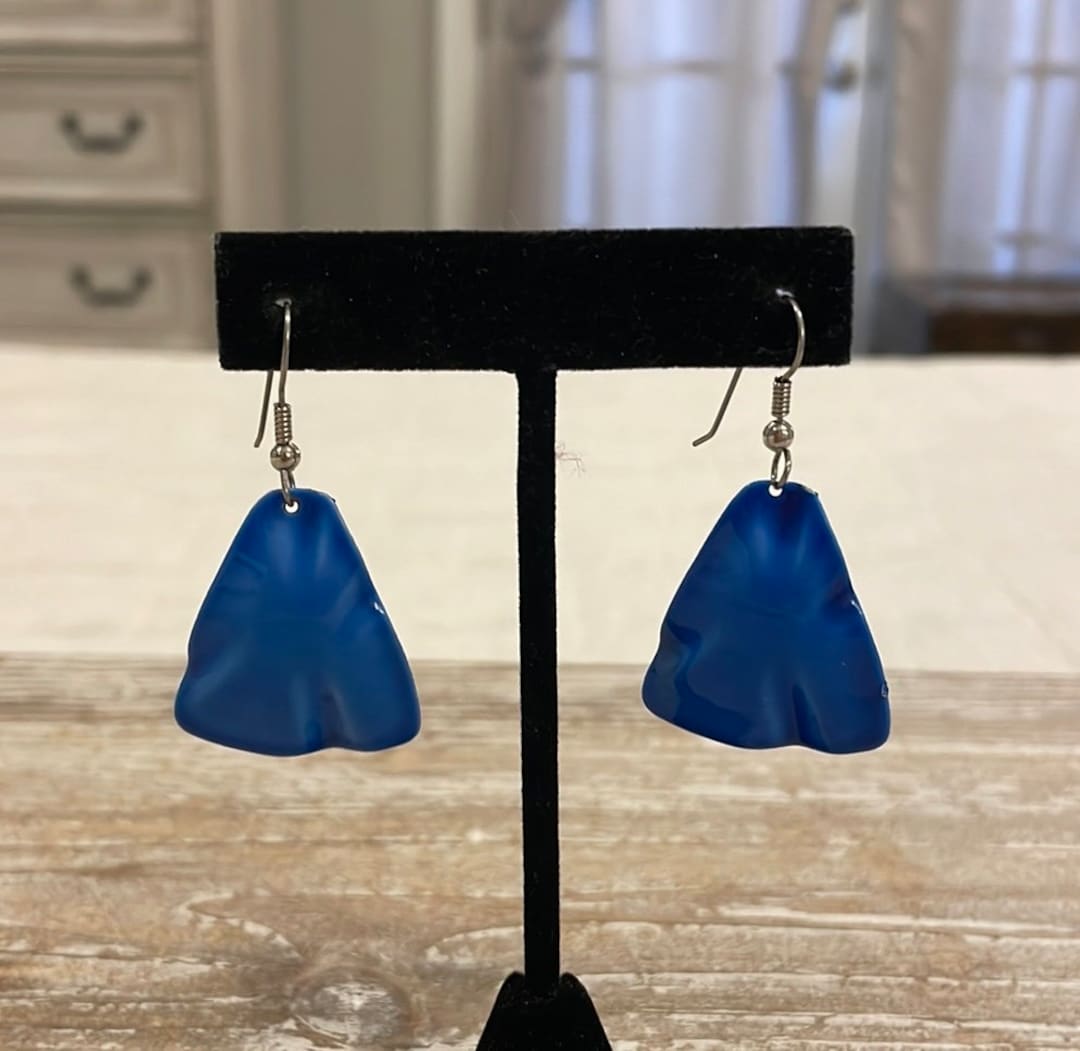 Vintage Antique Royal Blue Triangle Dangle Drop Statement Earrings - Etsy