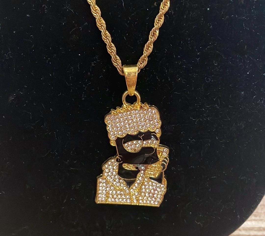 Vintage Gold Tone Bart Simpson Rhinestone Long Pendant Statement ...