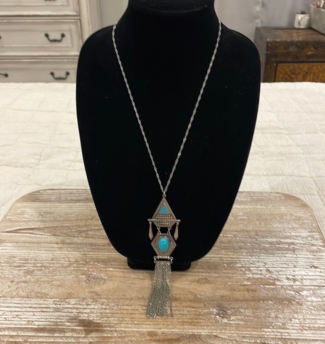 Vintage Southwestern Native American Style Navajo Tassel Silver Tone ...