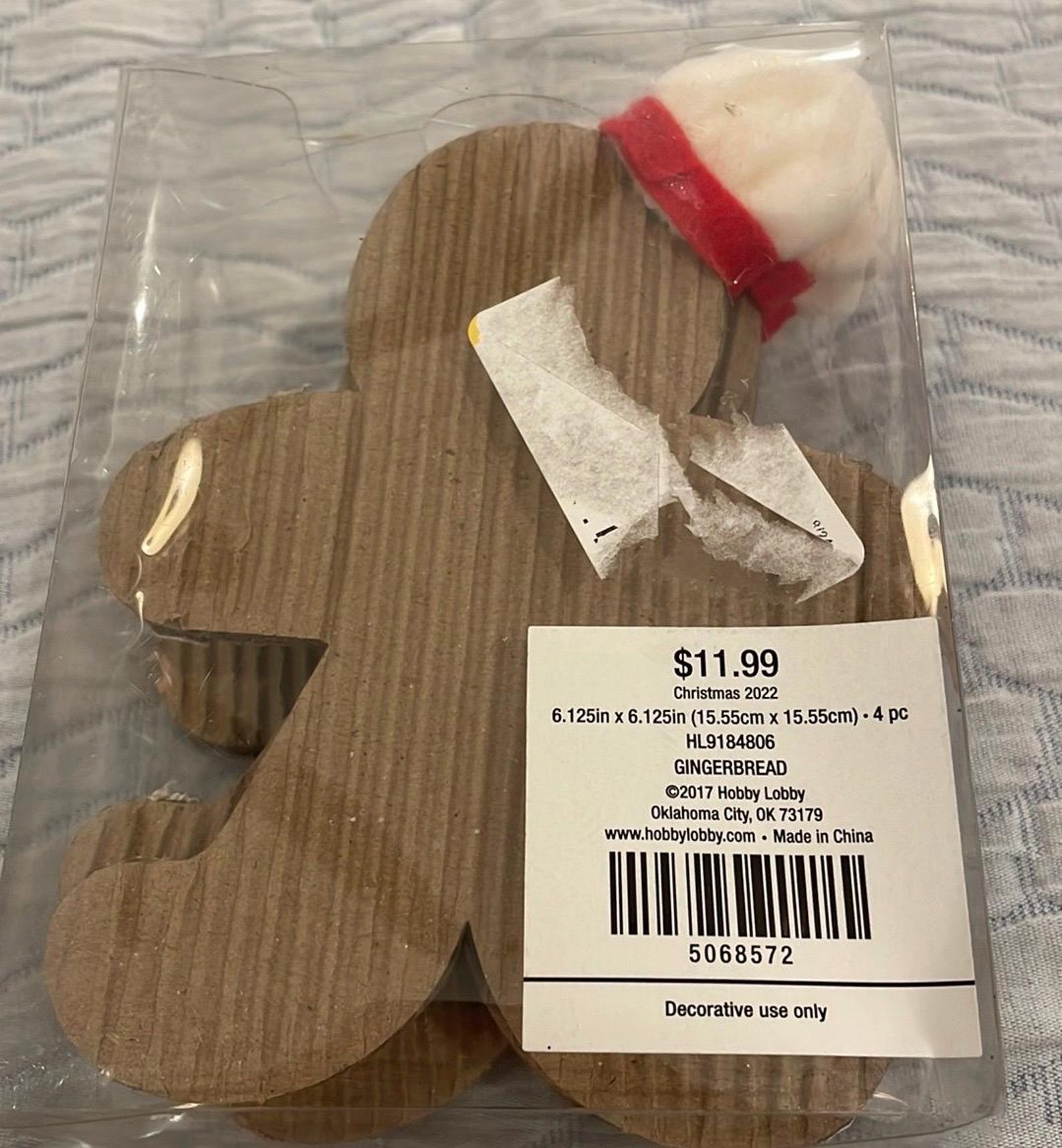 4 Pc Gingerbread Man Corrugated Cardboard Set 6” New in Box Christmas ...