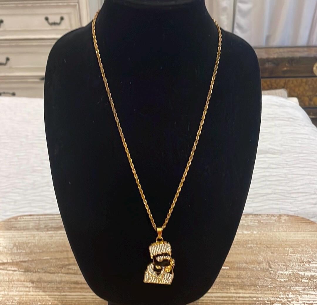 Vintage Gold Tone Bart Simpson Rhinestone Long Pendant Statement ...