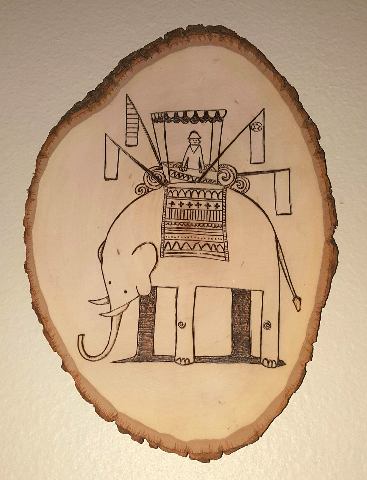Circus Elephant Pyrography Wood Burned Wall Hanging Decor Simple - Etsy