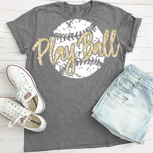 Play Ball Grunge Design, Port & Co T-shirt, Glitter or Vinyl, PLUS ...