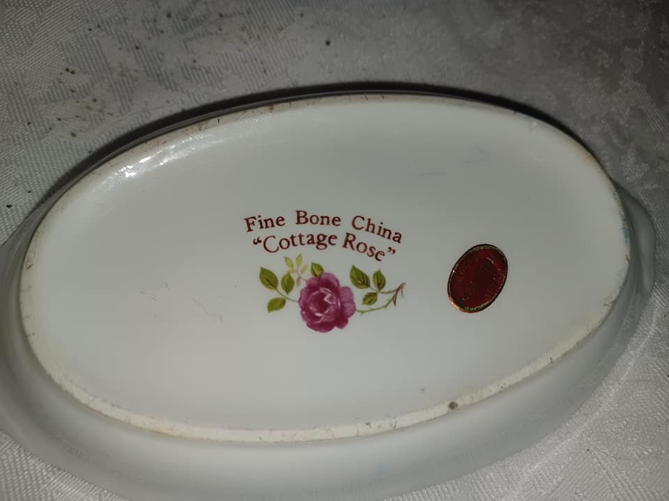 Vintage Cottage Rose Salt and Pepper Shakers With Underplate Bone China ...