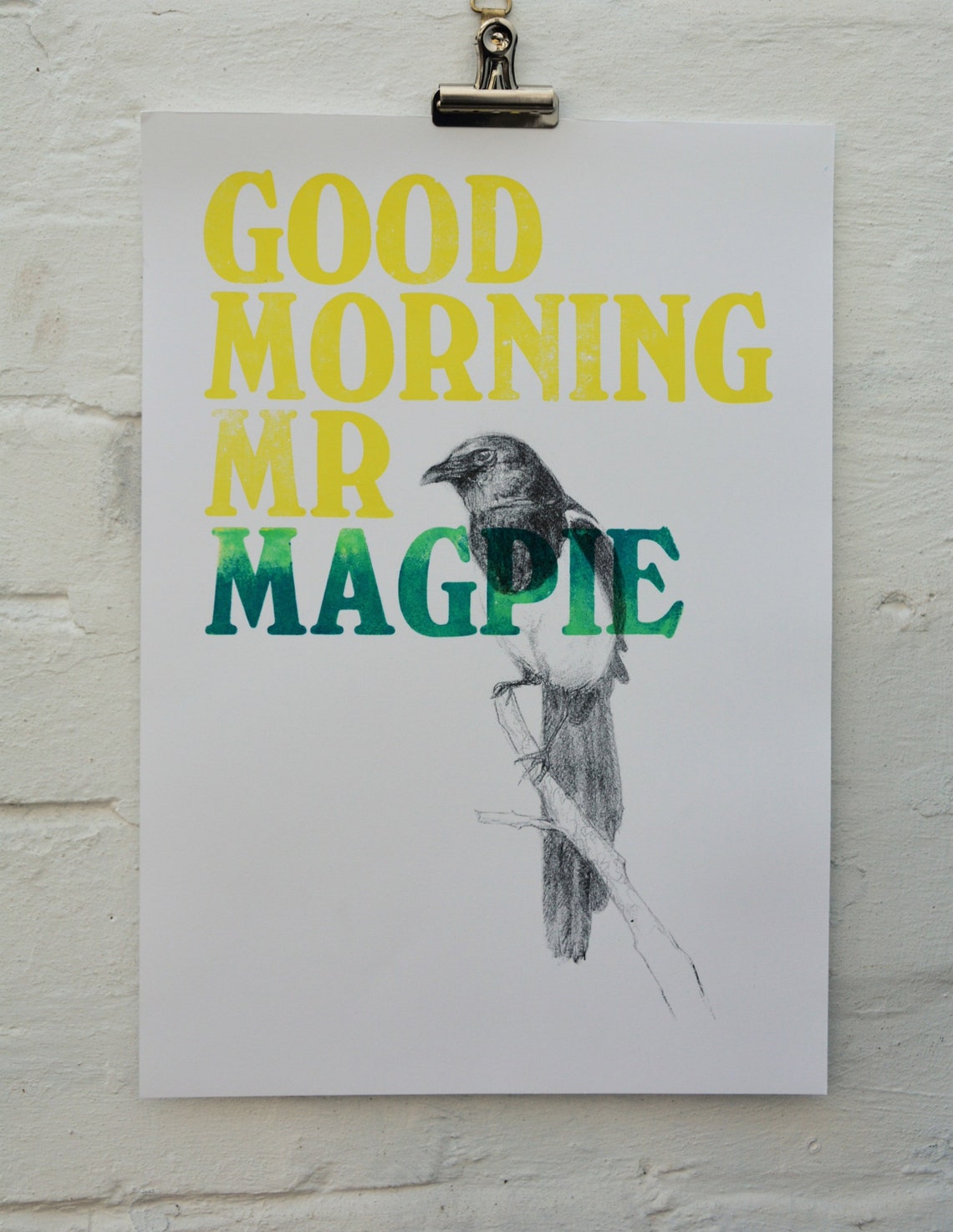 Magpie Saying Letterpress Print Handprinted - Etsy