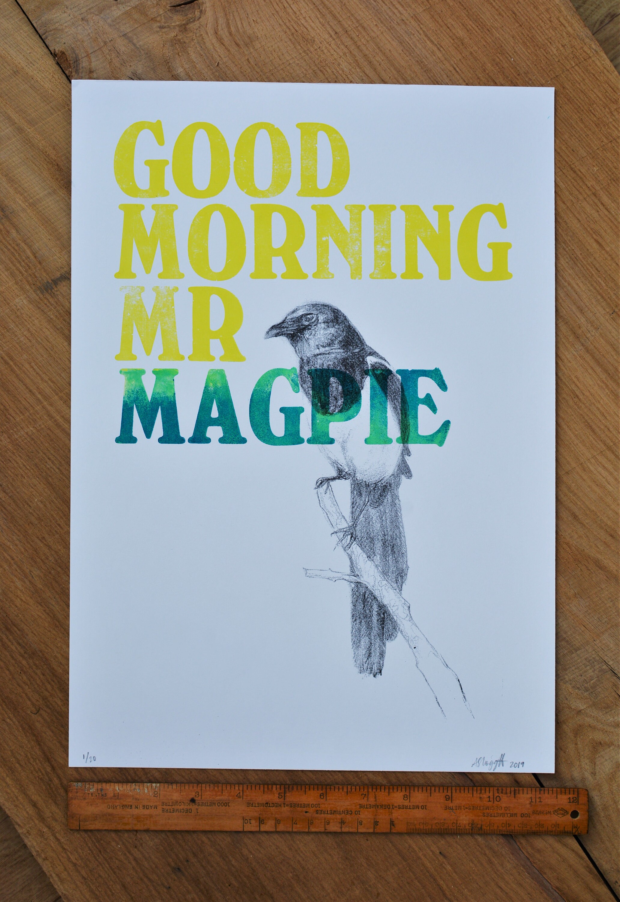 Magpie Saying Letterpress Print Handprinted - Etsy