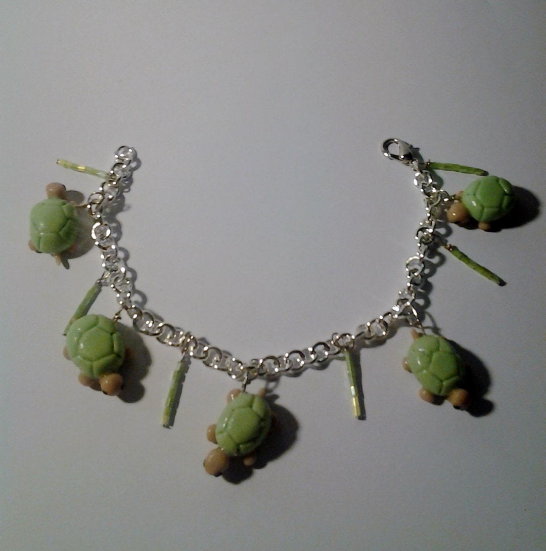 Polymer Clay Glow in the Dark Turtles Charm Bracelet - Miniature ...