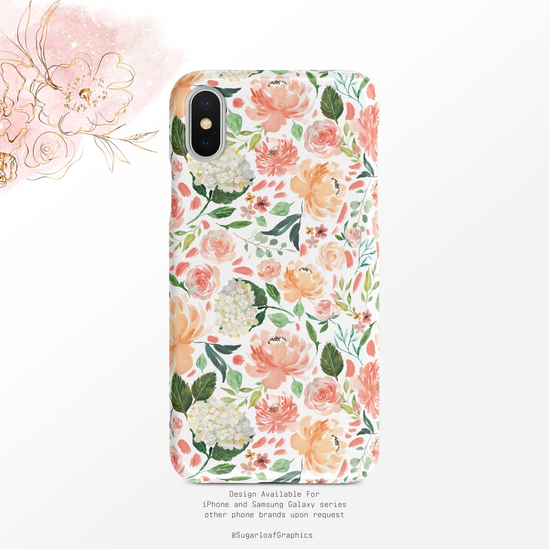 Peach Pink Rose and Peony Hydrangea Floral Pattern iPhone Case Samsung Case Google Nfi - Etsy